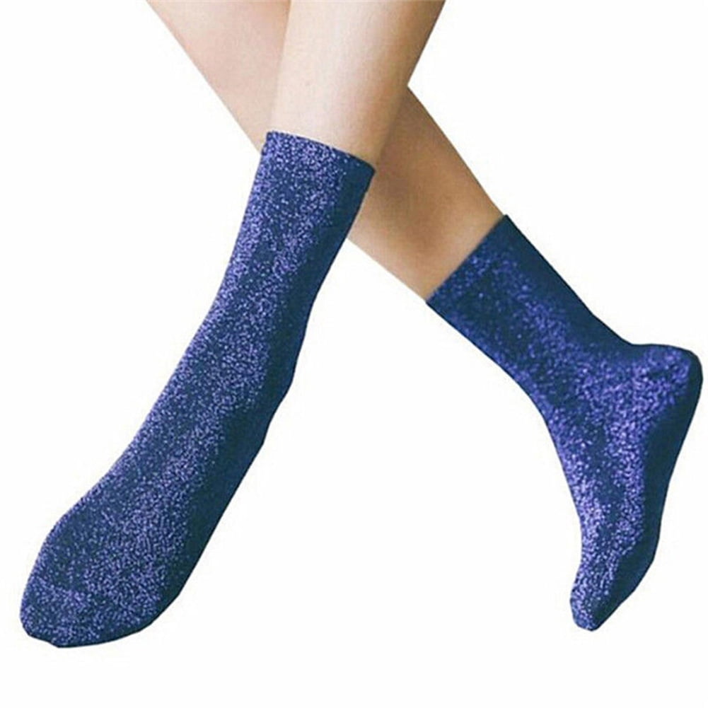 Fashion Women Glitter Shiny Socks Autumn Winter Solid Color Casual ...