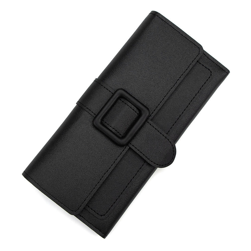 Fashion Women Long Wallet PU Leather Tri-Fold Clutch Buckle Money Bag ...