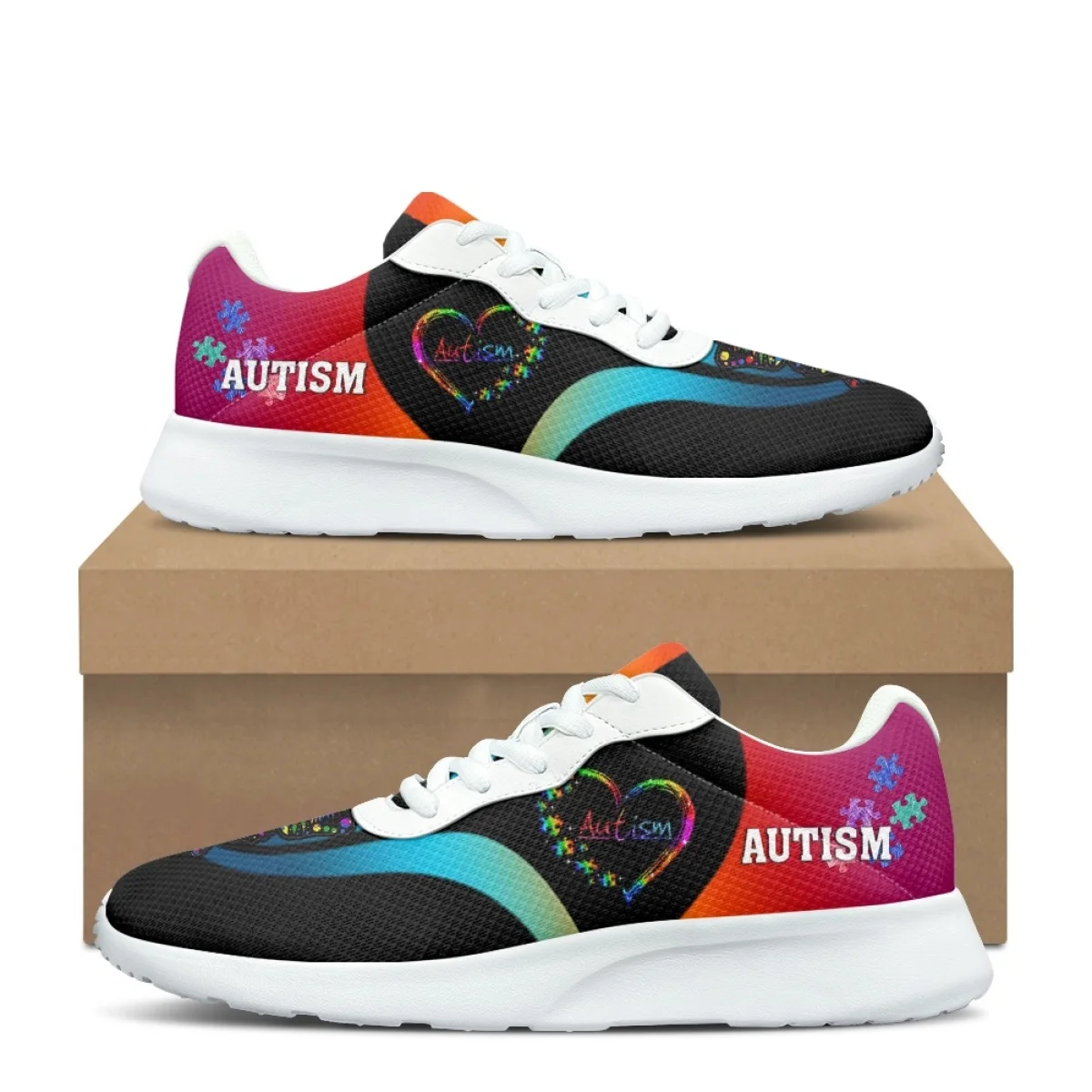 Fashion Women Sneakers Flats Drop Shipping Autism Awareness Pattern ...