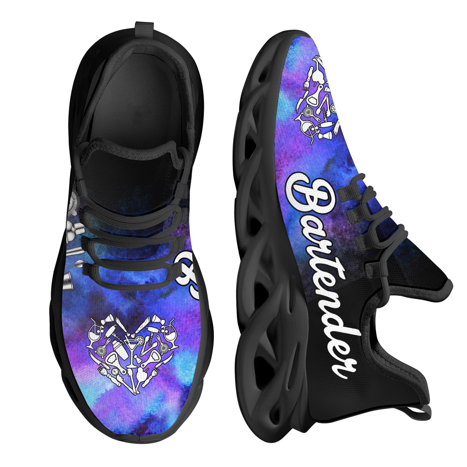 Fashion Women Sneakers Mesh Casual Shoes Bartender Design Breathable Lace-up Walking Sneakers 35 ...