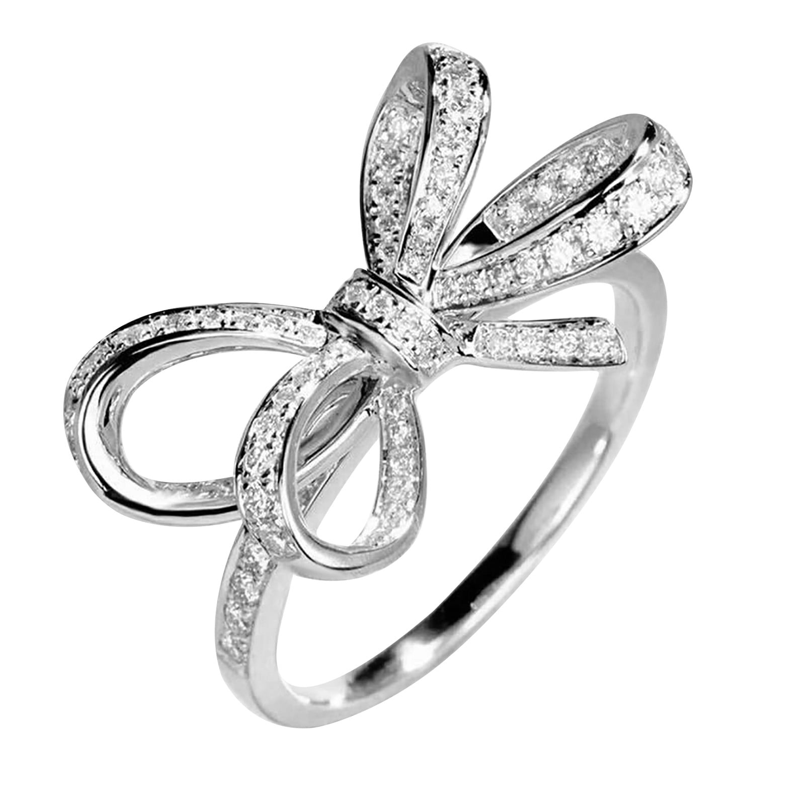 Fashion Women‘s Full Diamond Bow Ring Engagement Ring Jewelry Gifts ...