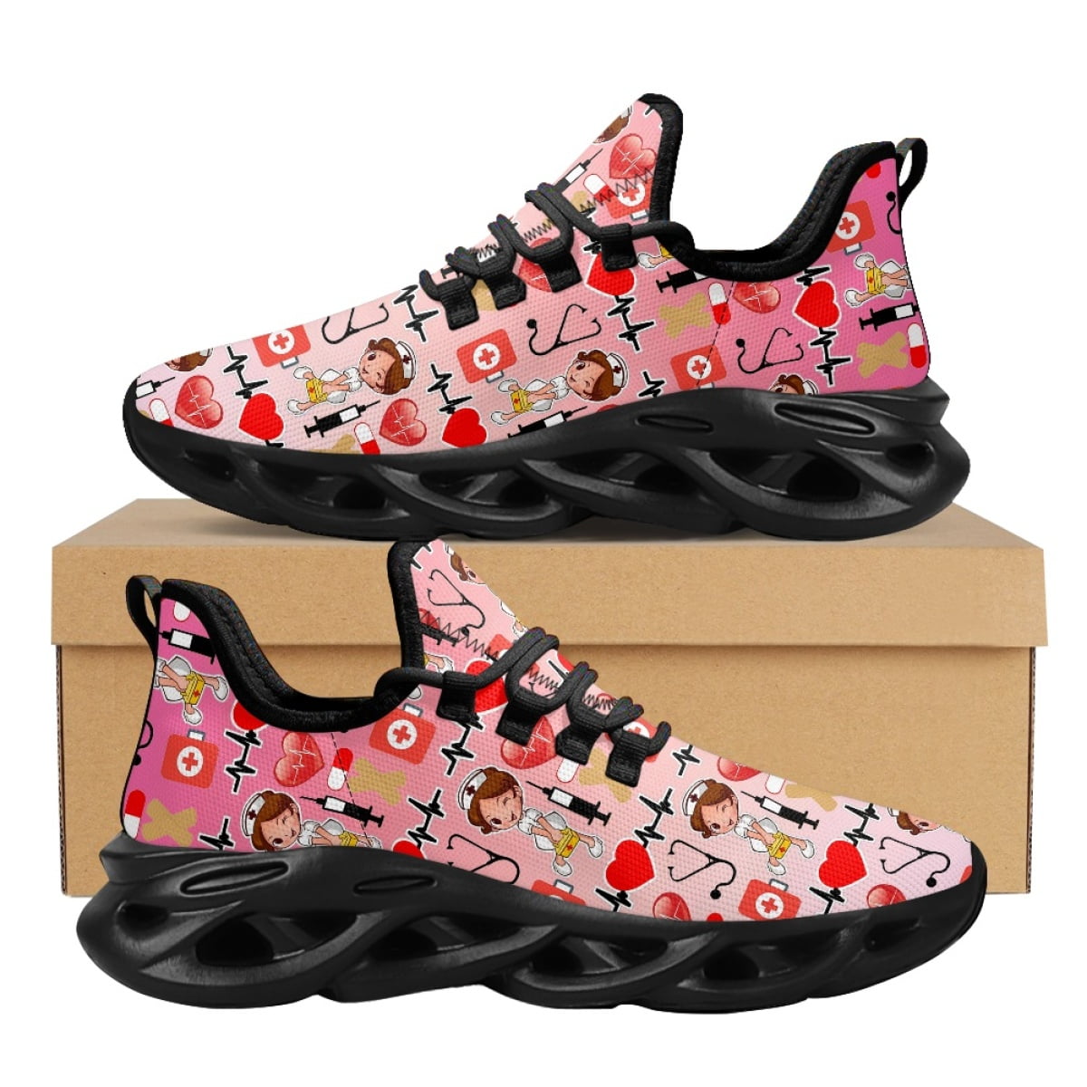 Fashion Women's Nurse Shoes Casual Flat Sneaker Gradient Color Nurse ...
