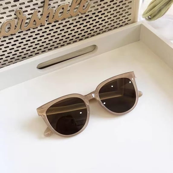 Fashion Women's Small Round Frame Sunglasses Simple Casual Sunscreen ...