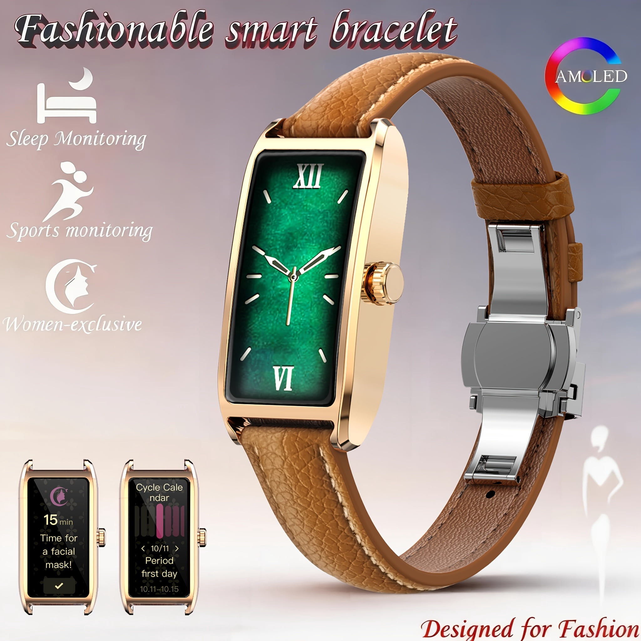 Fashion Women's Smart Wristband, Elegant Gold Case, Feminine Care ...