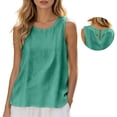 Fashion Women's Tops Summer Loose Fit Solid Color Sleeveless Crew Neck ...