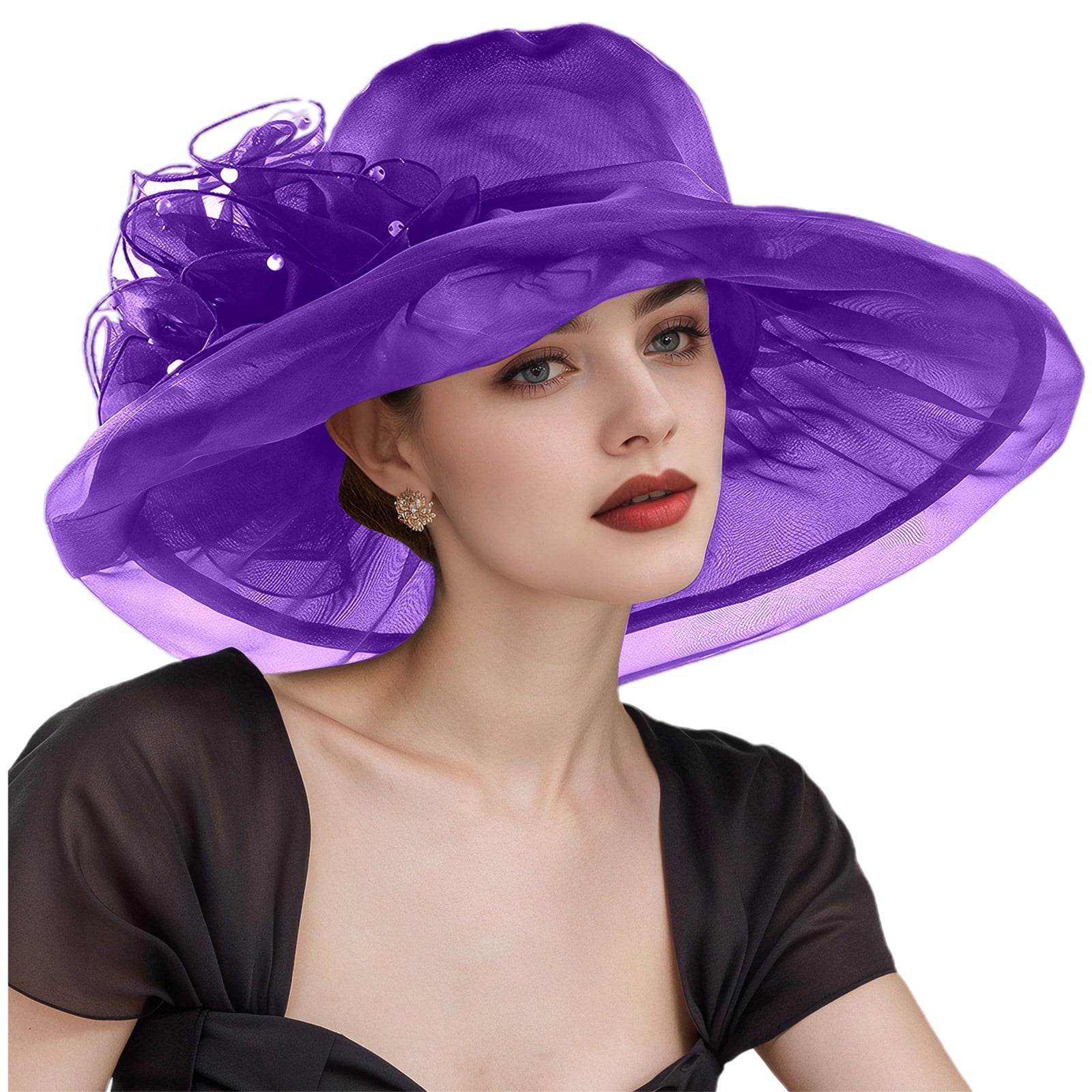 Fashion Women's Wide Brim Sun Hat with Breathable Mesh and Flowers ...