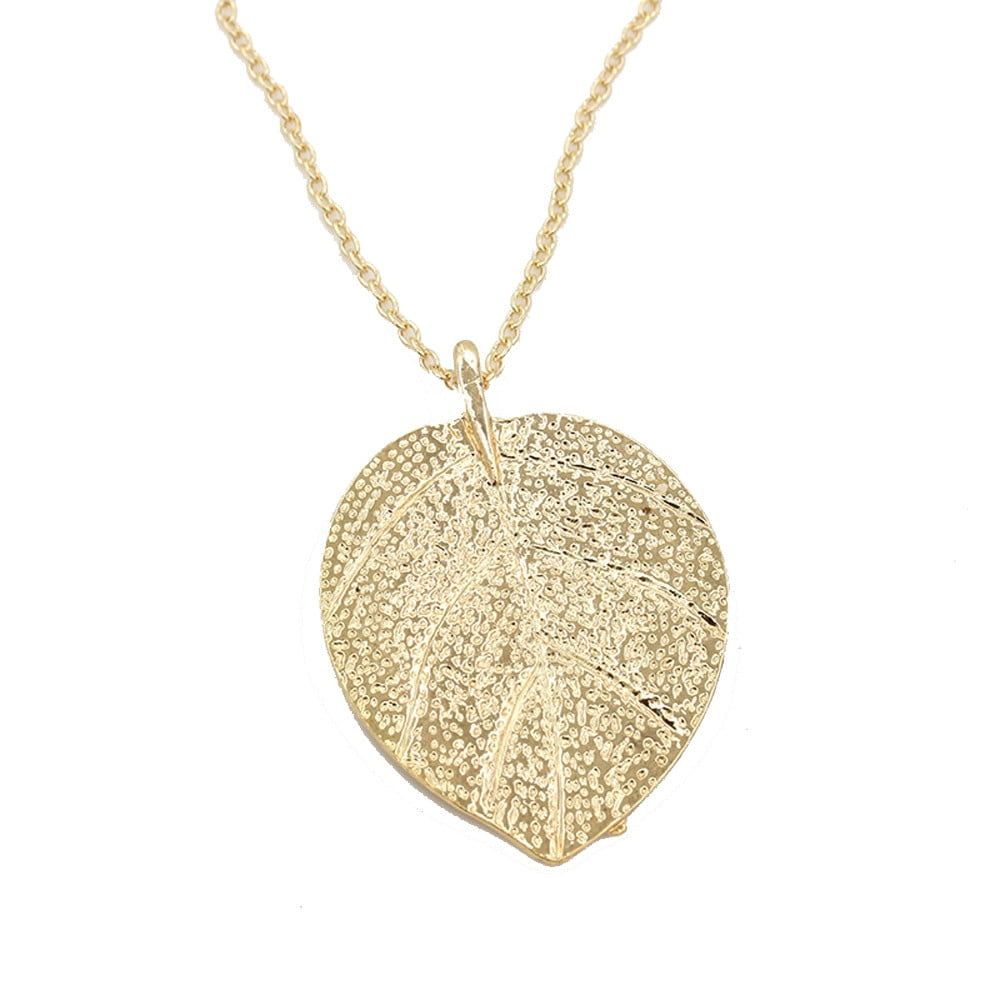 Fashion Womens Charm Golden Leaf Pendant Necklace Long Sweater Chain ...