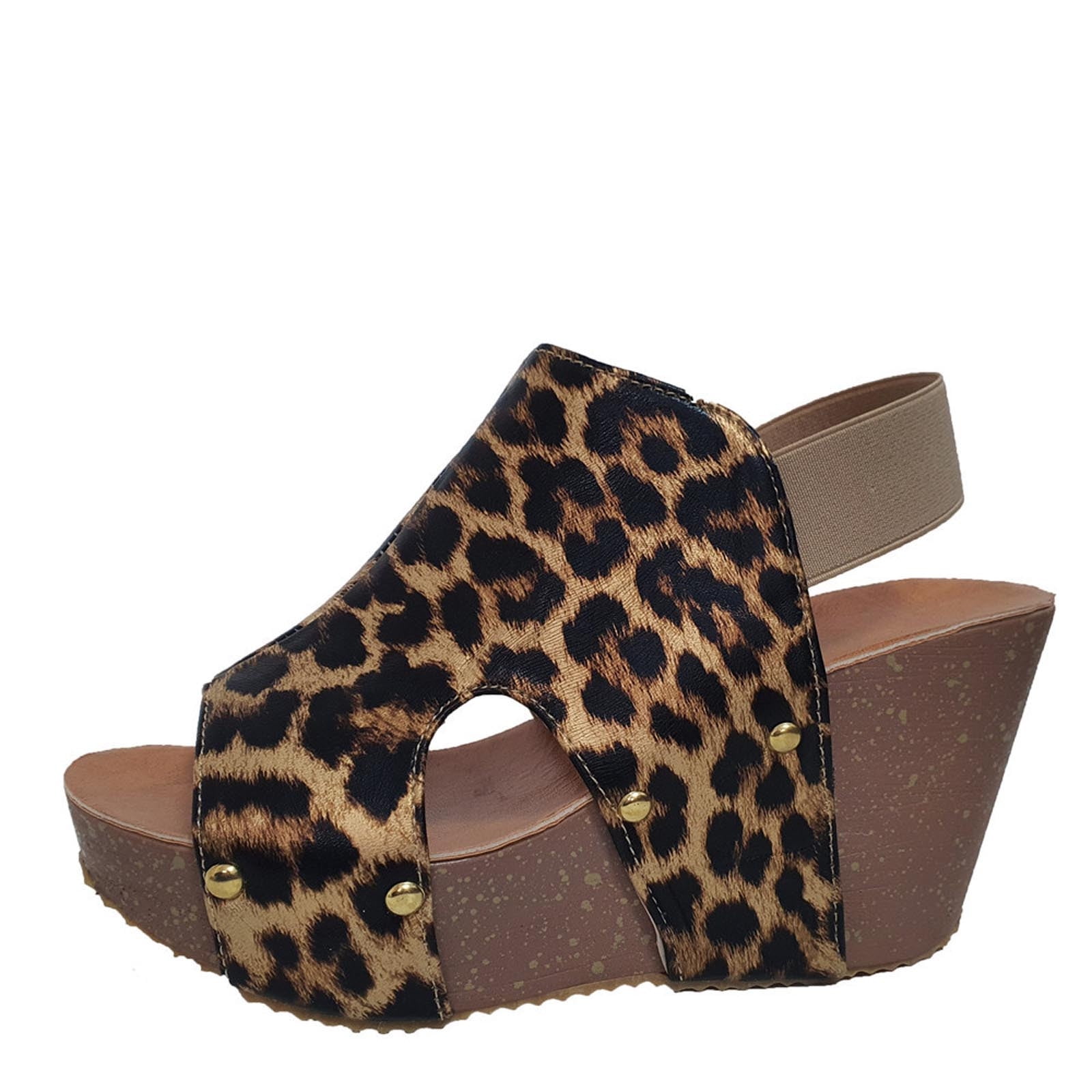 Fashion Womens Flat Open Toe Wedges Thick Bottom Elastic Band Shoe ...