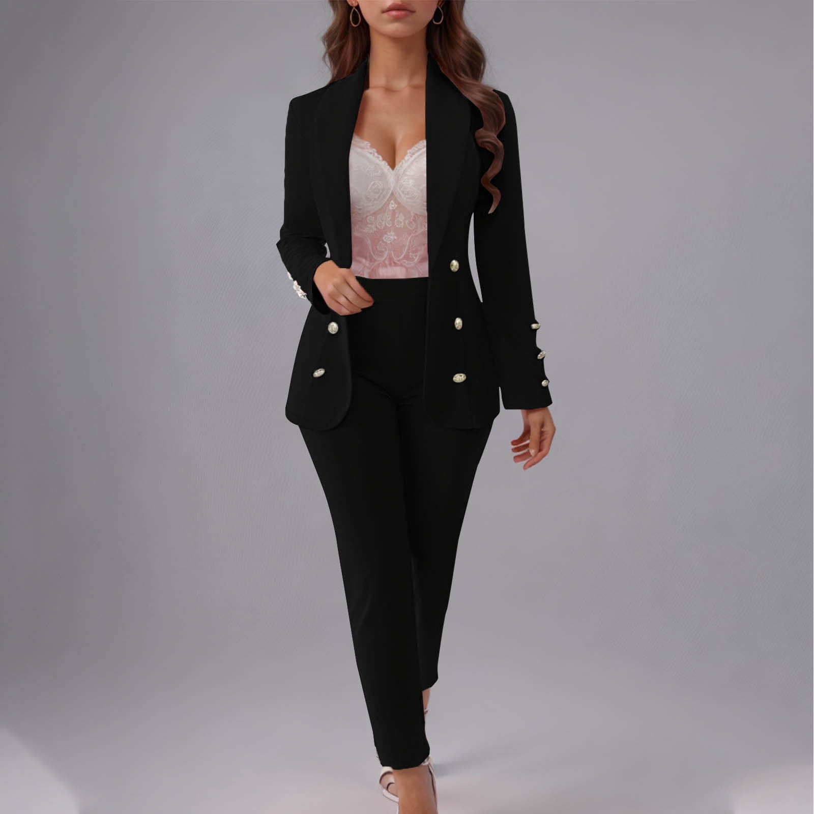 Fashion Womens Pantsuit Dressy 2 Piece Office Business Attire Work Wear ...