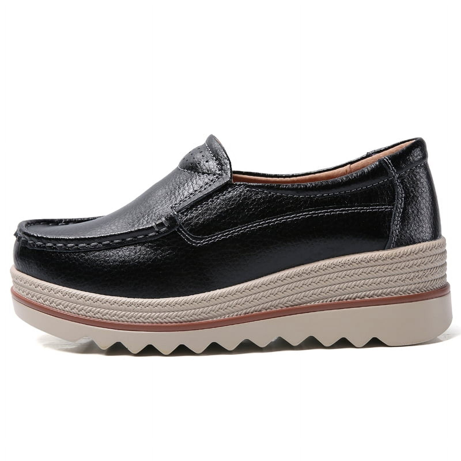 Fashion Womens Slip on Loafers Comfortable Thick Soft Platform Shoes ...