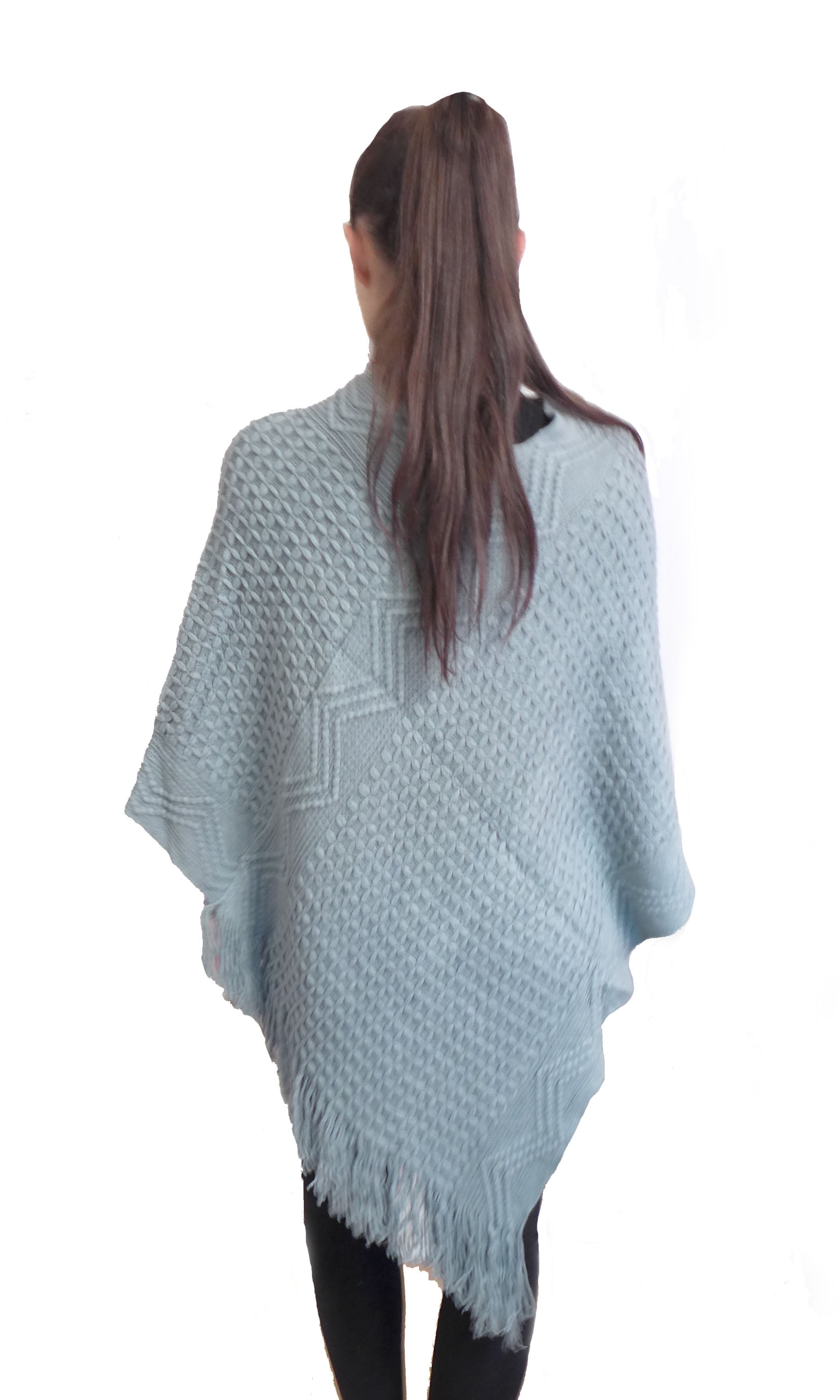 Fashion Womens Tassels Poncho Cape Cardigan Shawl Wrap Knit Sweater ...