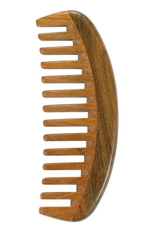 Fashion Wooden Wide Tooth Comb for Curly Hair Anti-Static Sandalwood ...