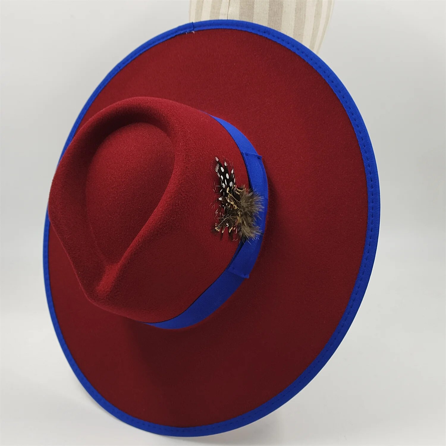 Fashion Wool Men Women Feather Fedora Hat For Winter Autumn Church ...