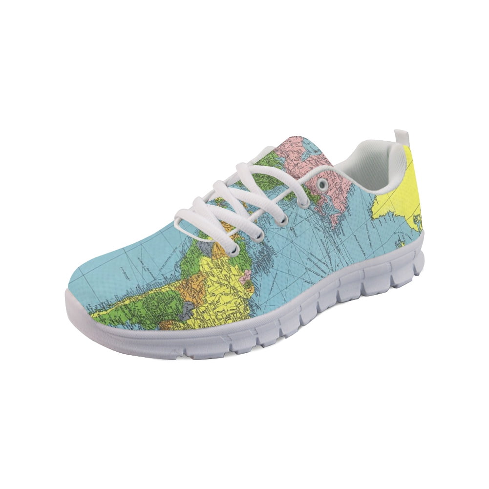 Fashion World Map Pattern Women Sport Jogging Running Shoes Ladies ...