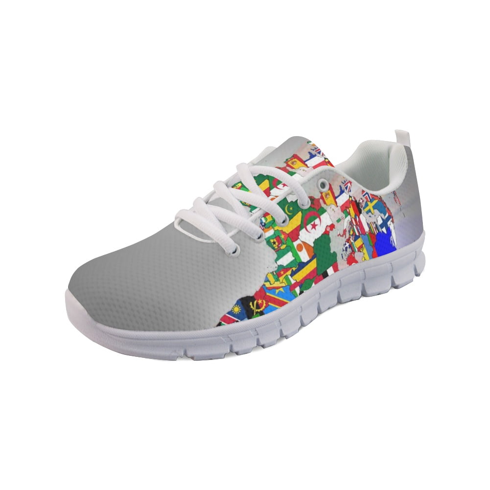 Fashion World Map Pattern Women Sport Jogging Running Shoes Ladies ...