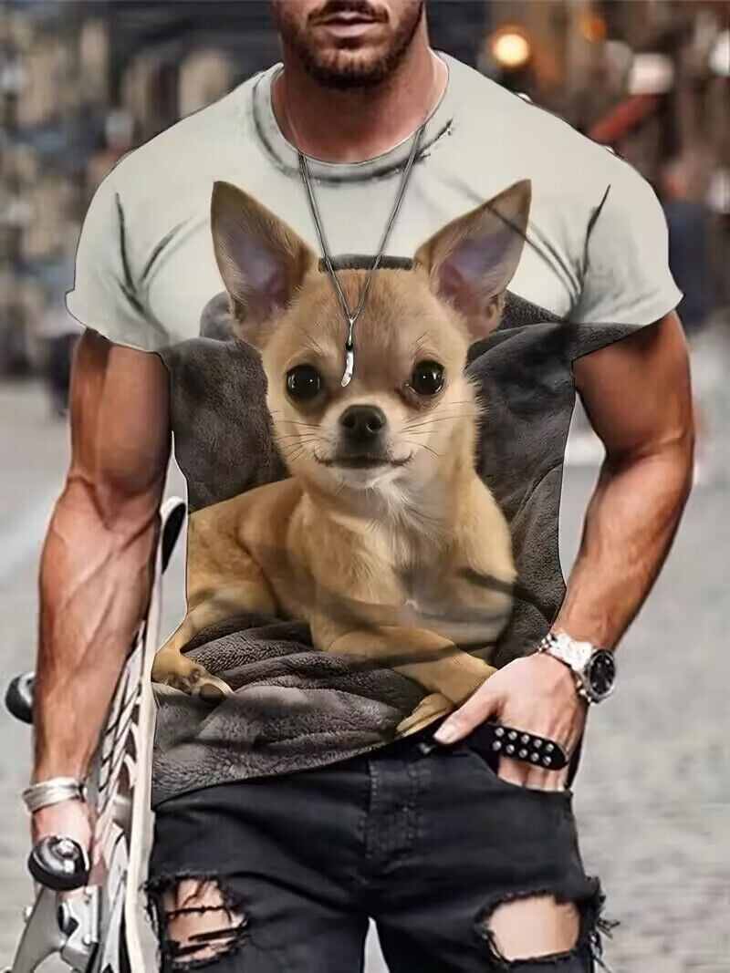 Fashion Yellow Dog White Casual Novelty Trendy Tee - Walmart.com