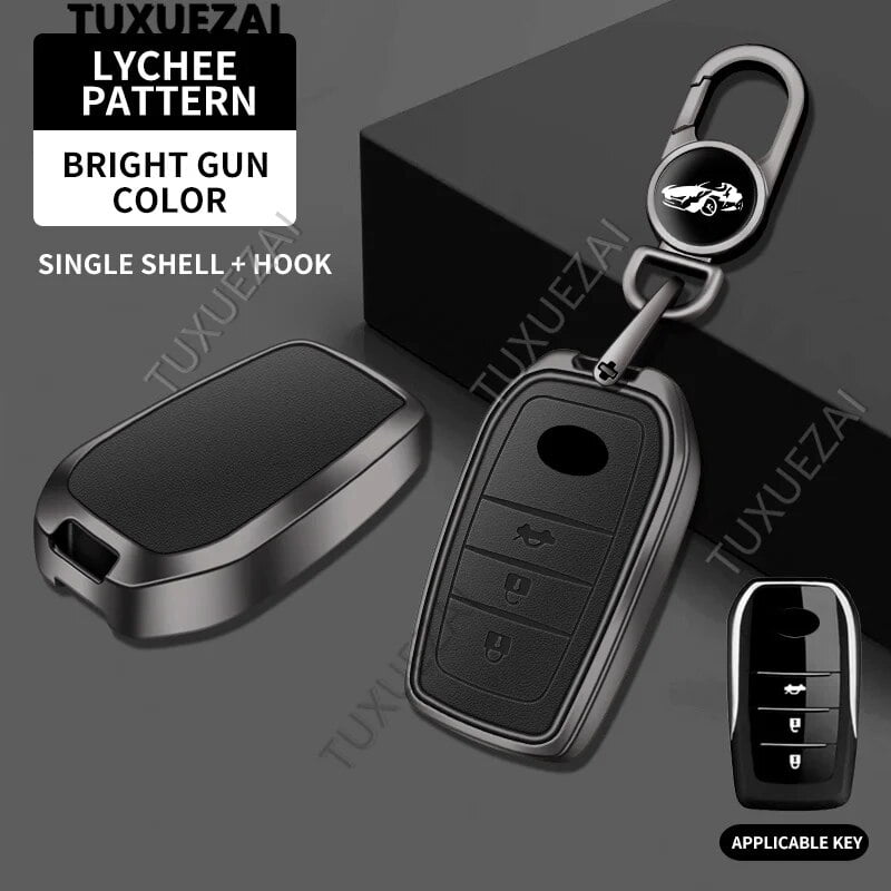 Fashion Zinc alloy+leather Car Key Case Cover For Toyota B 3 buttons ...