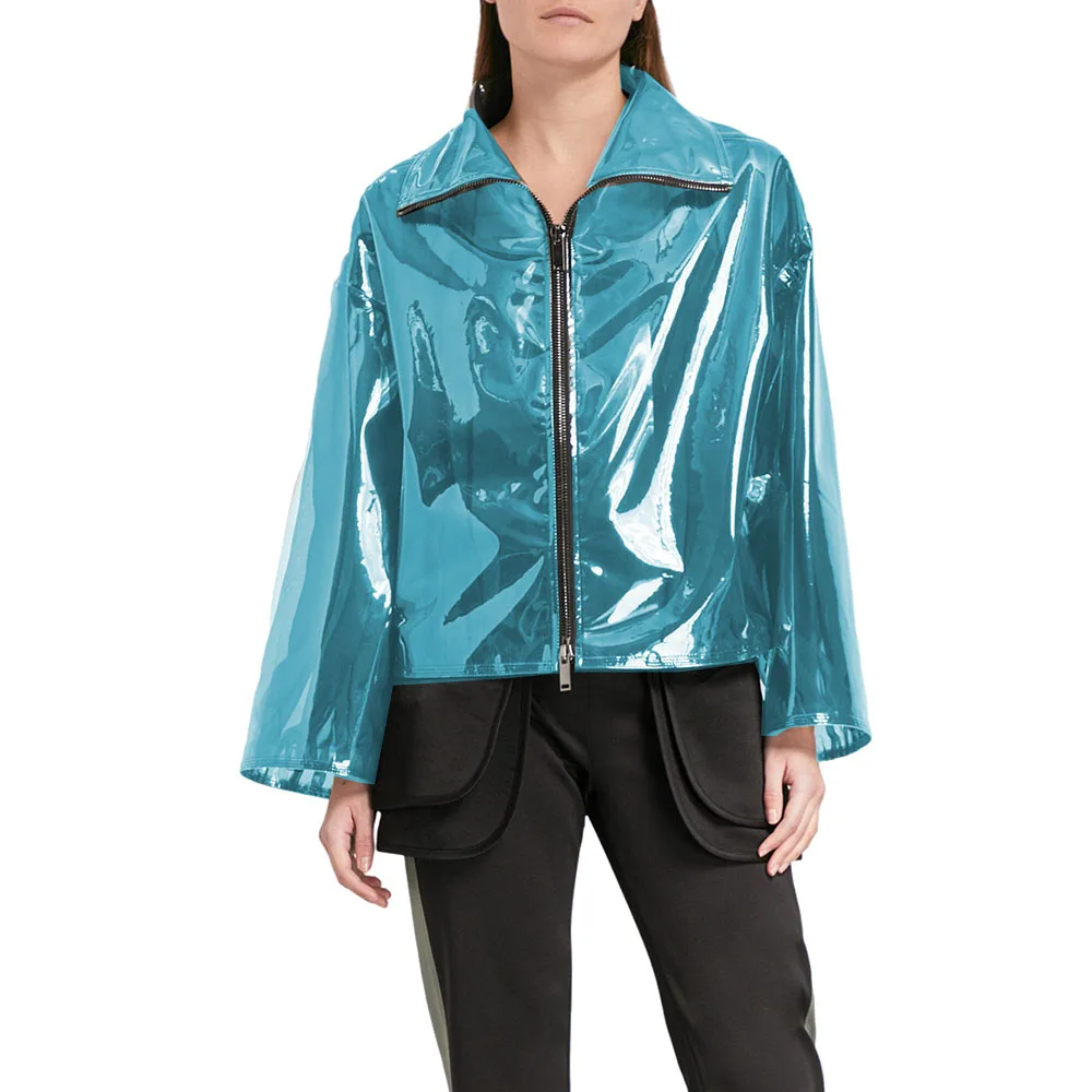 Fashion Zipper Coats Clear PVC Plastic Jacket Fashion Ladies ...