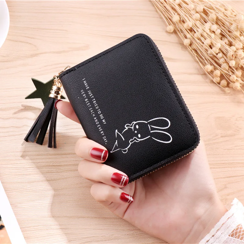 Fashion Zipper Tassel Short Wallets PU Leather Card Holders Coin Purses ...