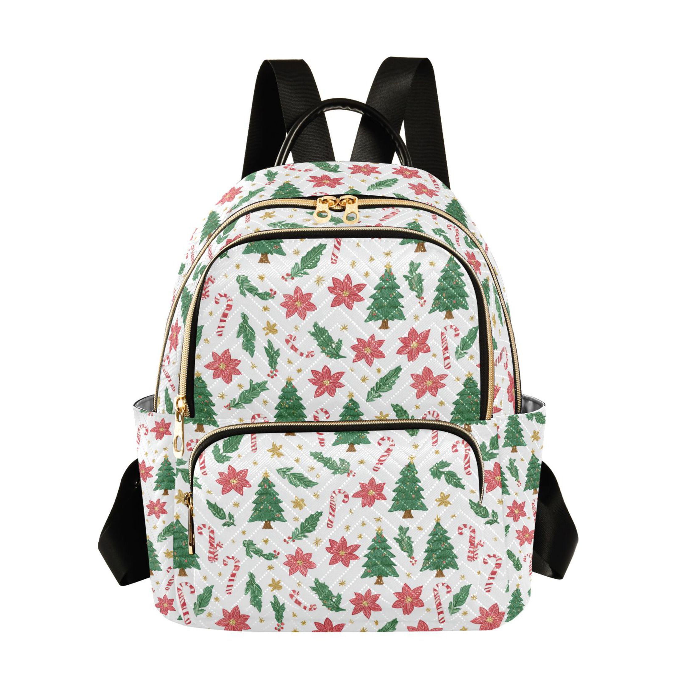 Fashion backpack Christmas Tree Candy Cane quilted backpack women ...