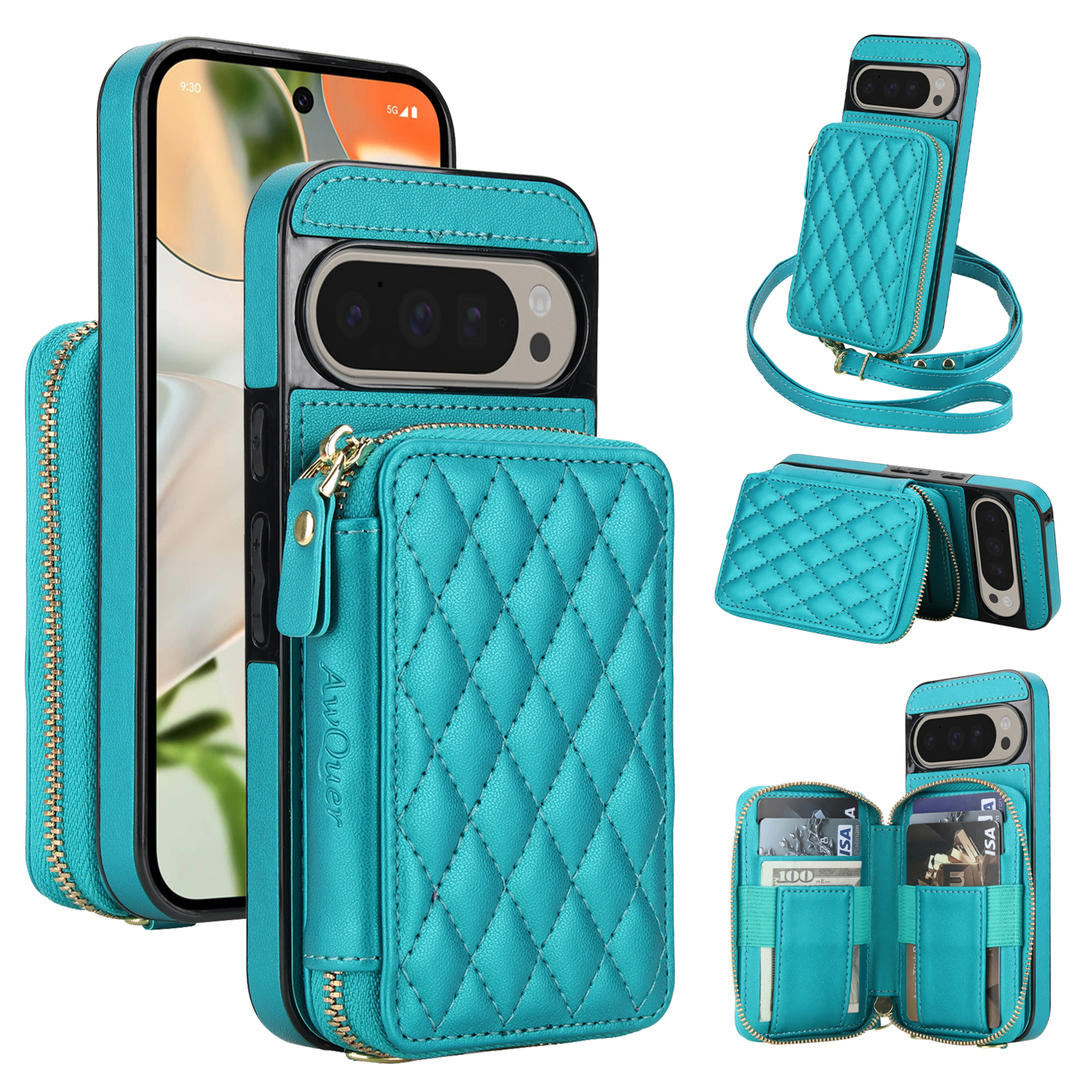 Fashion crossbody lanyard zipper wallet leather phone case for Google ...