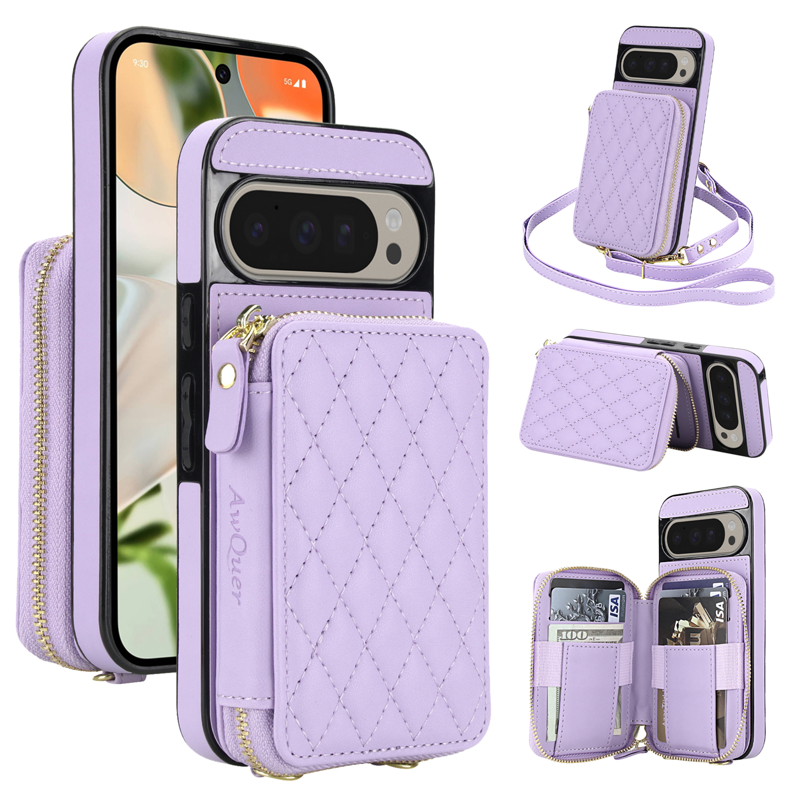 Fashion crossbody lanyard zipper wallet leather phone case for Google ...