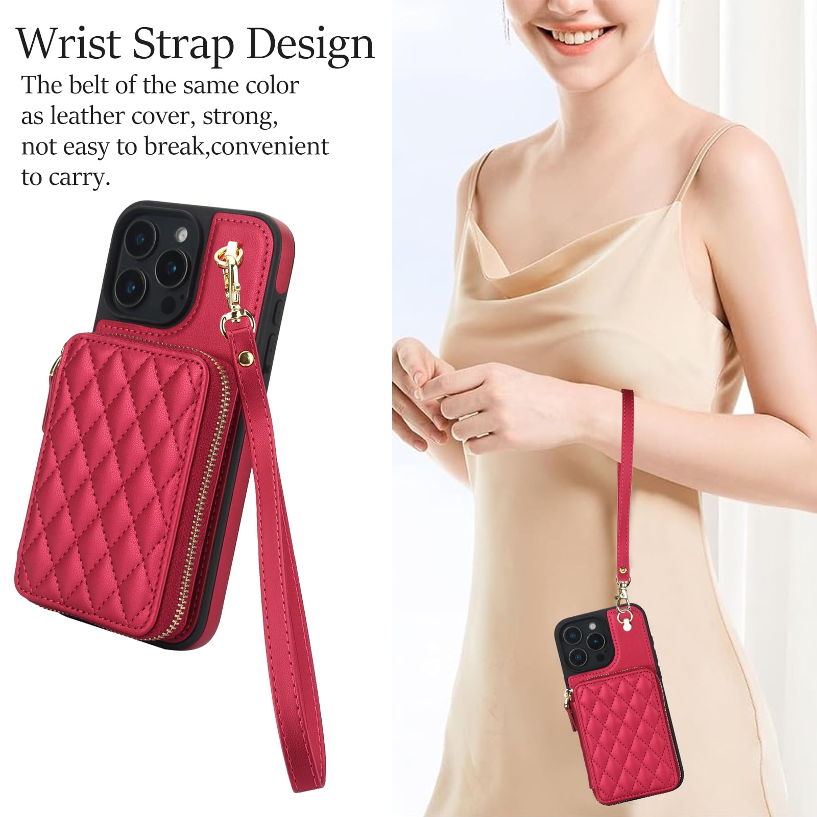 Fashion crossbody lanyard zipper wallet leather phone case for iPhone ...