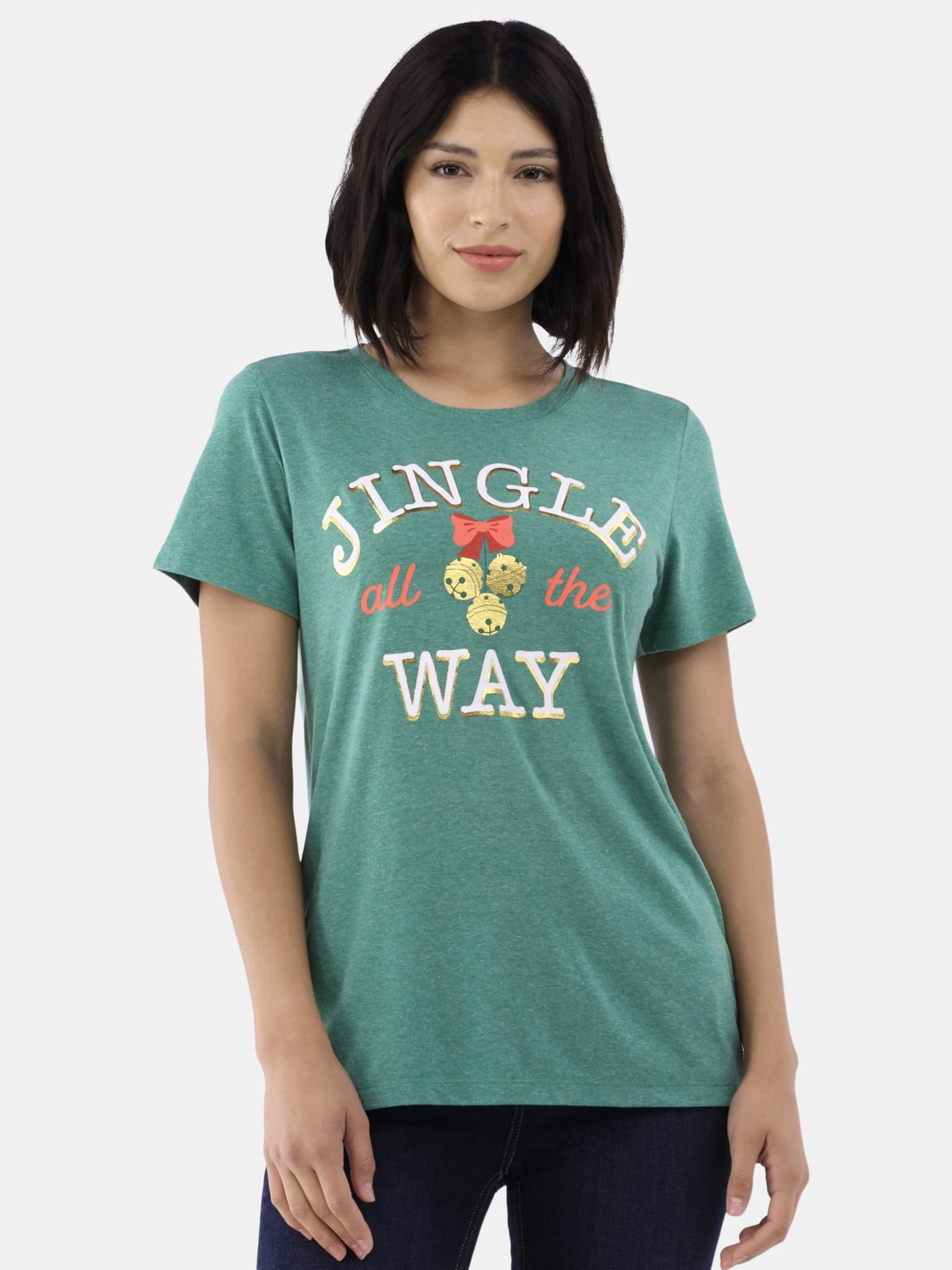 Holiday Time Women's Jingle All the Way Christmas Graphic Tee, Sizes S ...