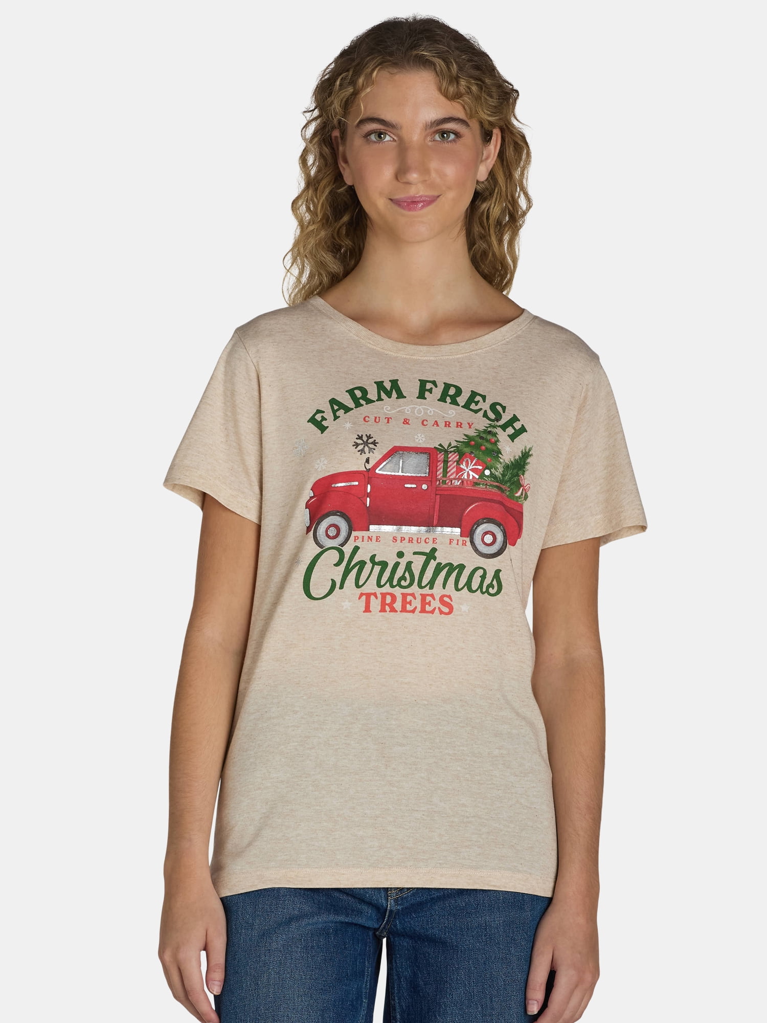 Holiday Time Women's Christmas Tee Graphic Tee, Sizes S-3XL - Walmart.com