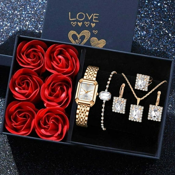 Fashion stainless steel quartz strap watch for women's square analog ...