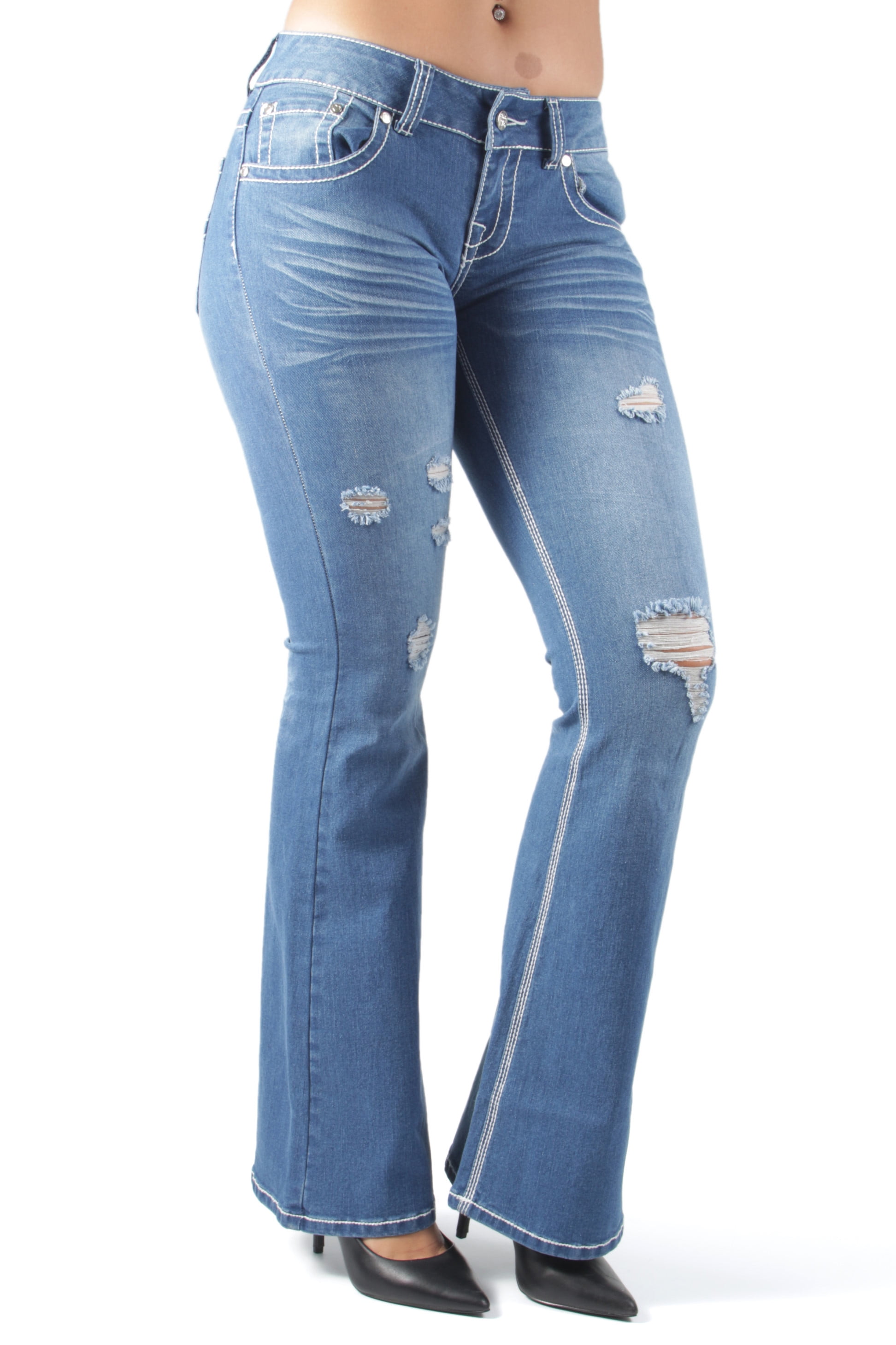 Fashion2Love The Sexy Flare Bootleg Ripped Premium Bootcut Women Jeans ...