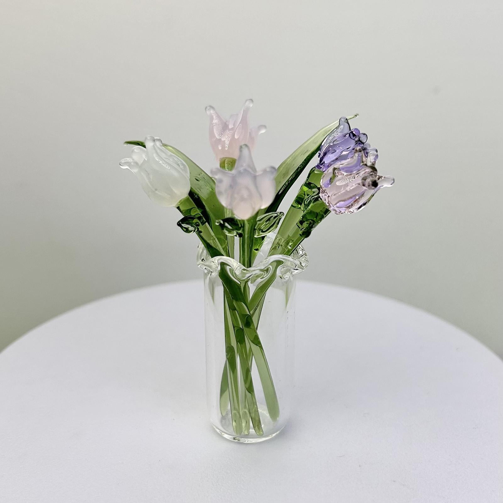 FashionCha Glass Flower Figure Collector Culture Decoration Artificial ...
