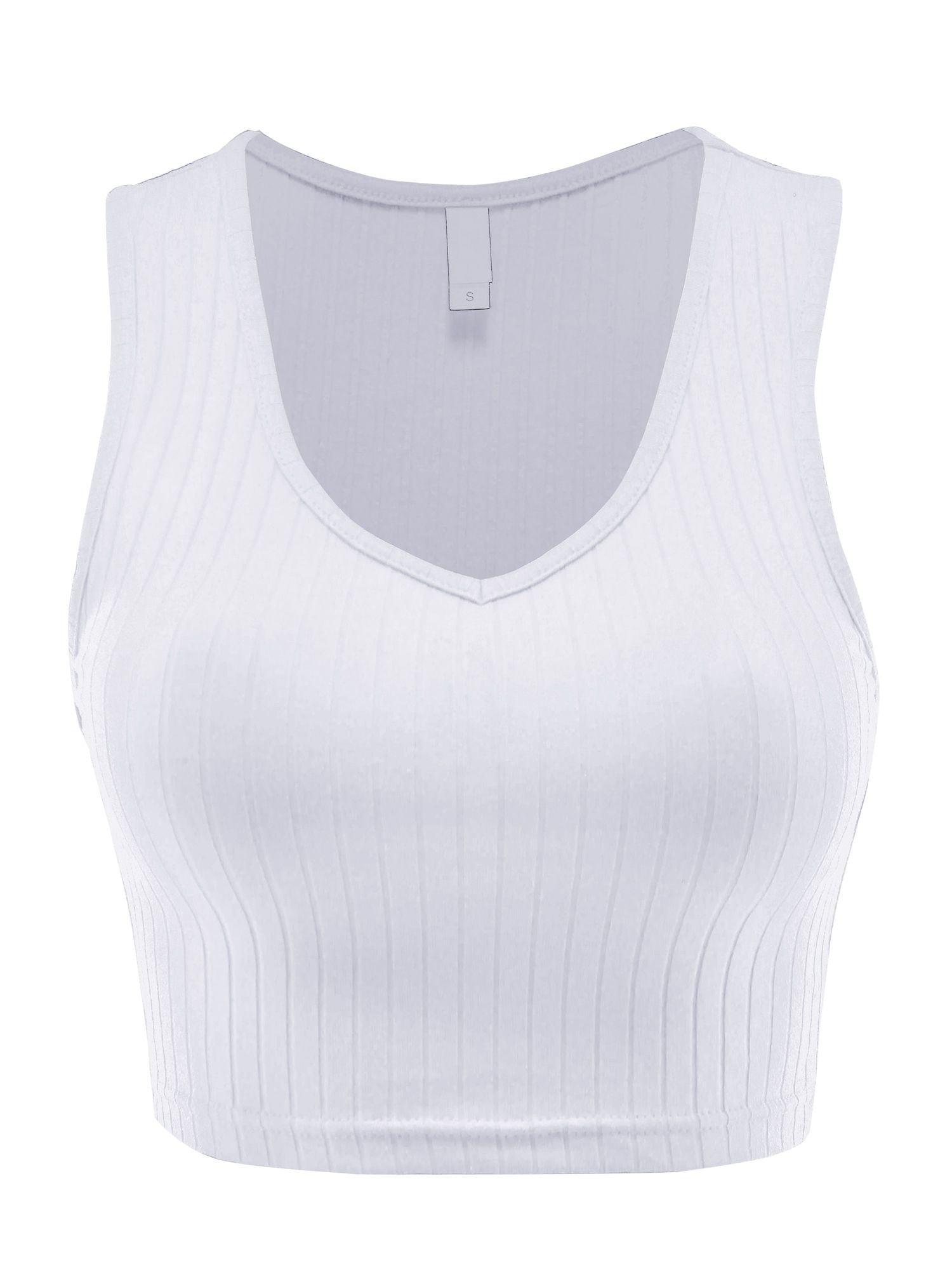 FashionMille Women Casual V Neck Ribbed Knit Sleeveless Cami Crop Tank ...