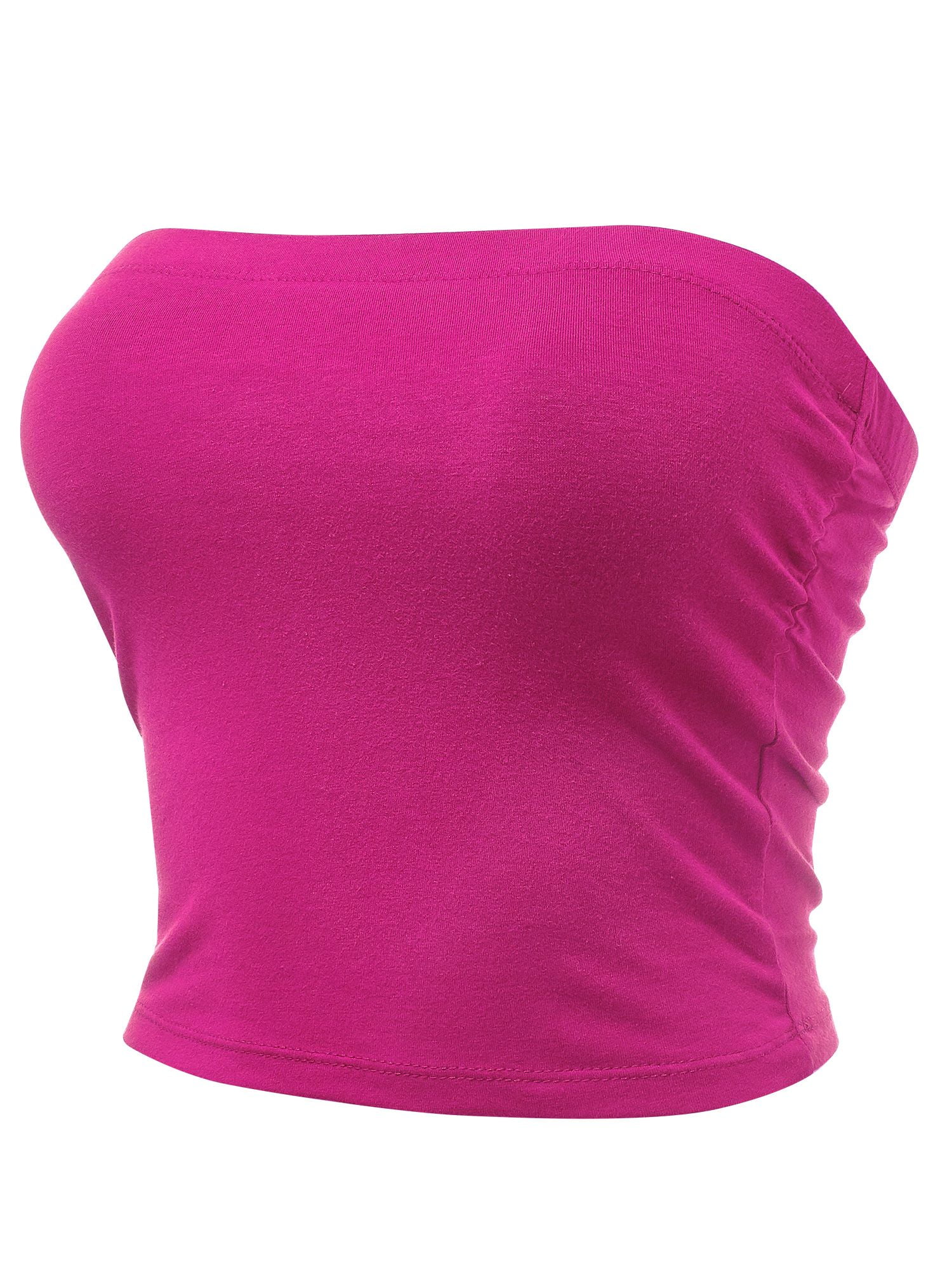 FashionMille Women Strapless Slim Fit Tube Top Elastic Band Double ...