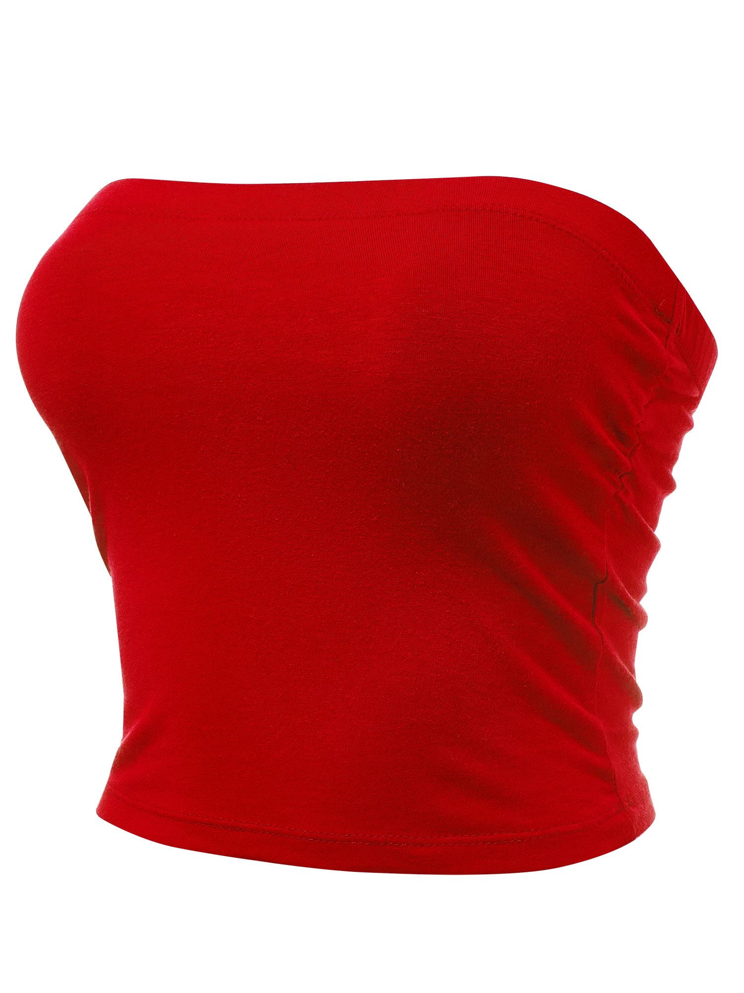 FashionMille Women Strapless Slim Fit Tube Top Elastic Band Double ...