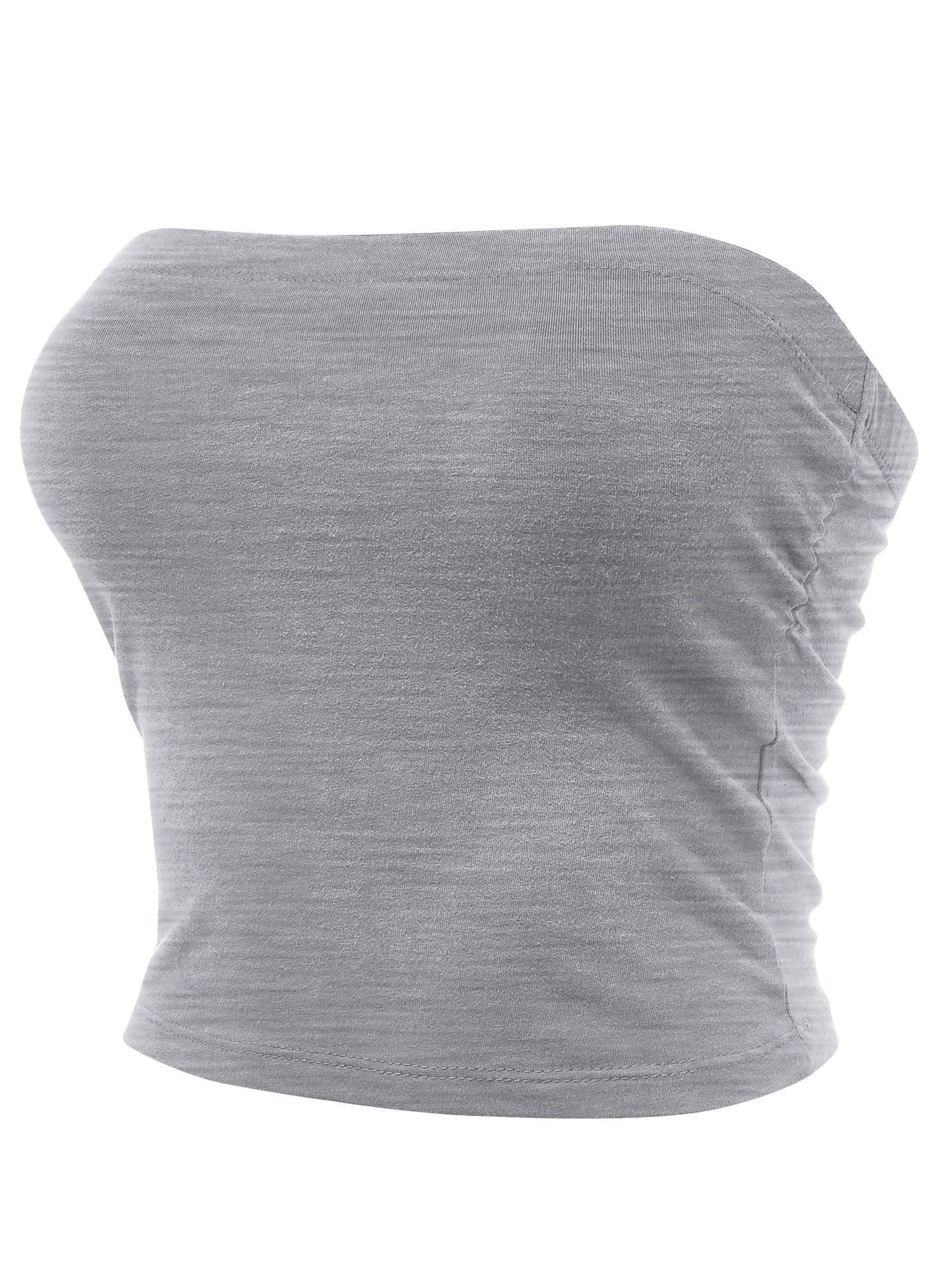 FashionMille Women Strapless Slim Fit Tube Top Elastic Band Double ...