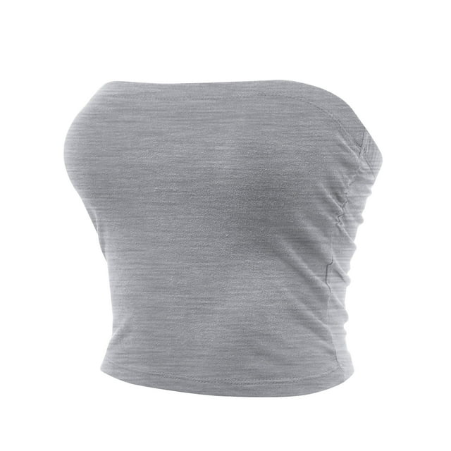 FashionMille Women Strapless Slim Fit Tube Top Elastic Band Double ...