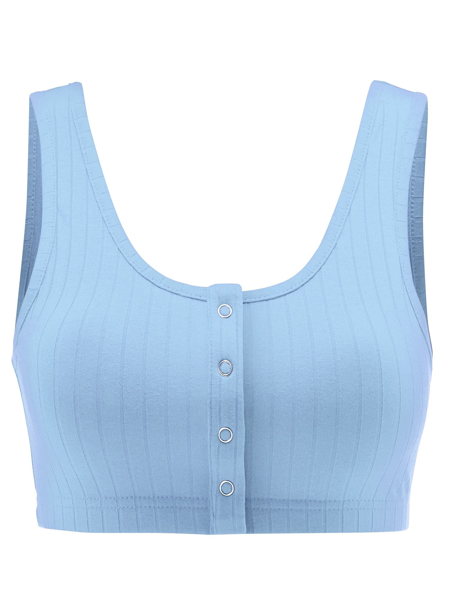 FashionMille Women's Sexy Snap Trim Front Knit Ribbed Casual Basic Crop ...