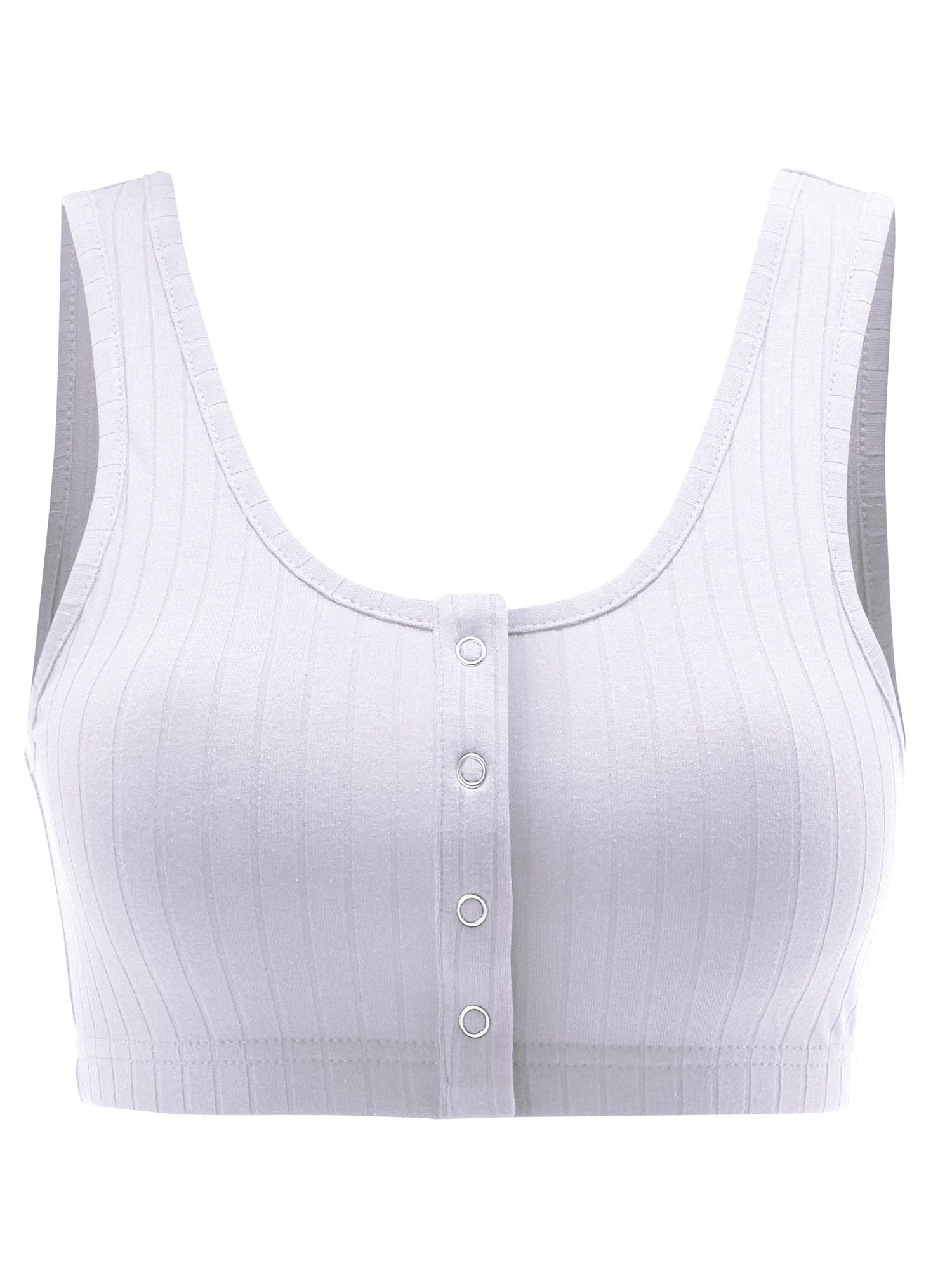FashionMille Women's Sexy Snap Trim Front Knit Ribbed Casual Basic Crop BraTank Top - Walmart.com