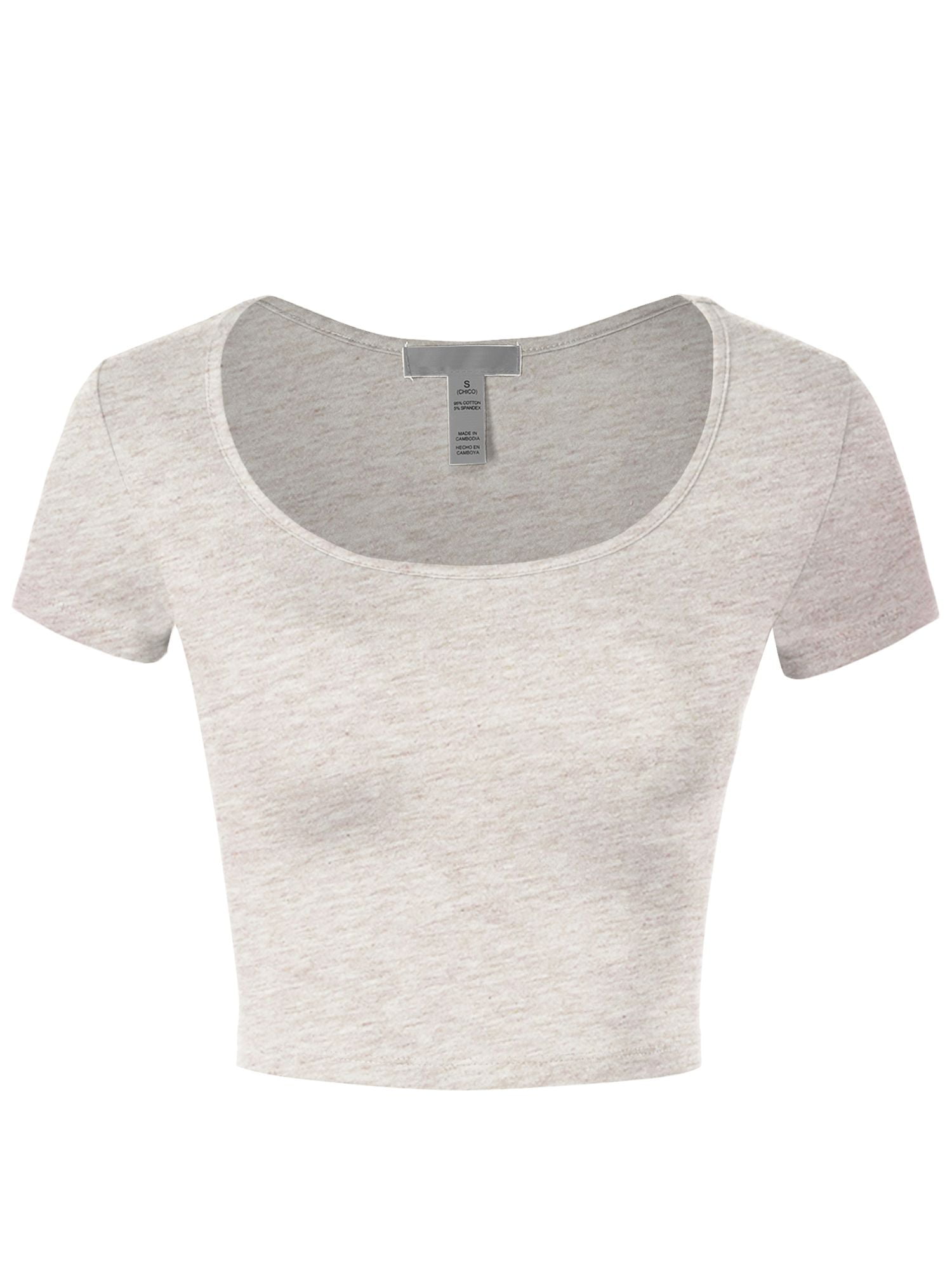 FashionMille Womens Basic Scoop Neck Short Sleeve Crop Top - Walmart.com
