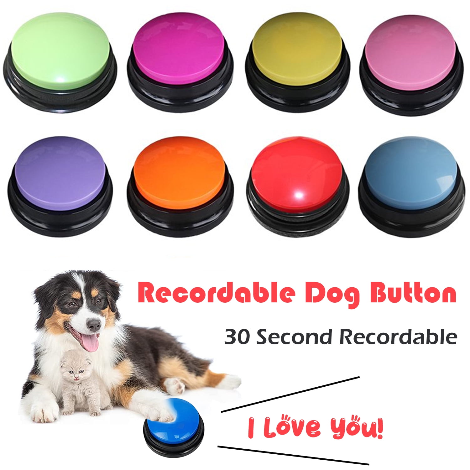 FashionMio 30-Second Clear Recording Dog Talking Button Set with 1 ...