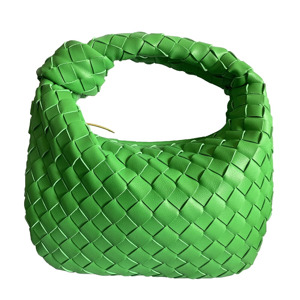 Women's Vegan Leather Woven Handbag with Firm Purse Handle for Everyday ...