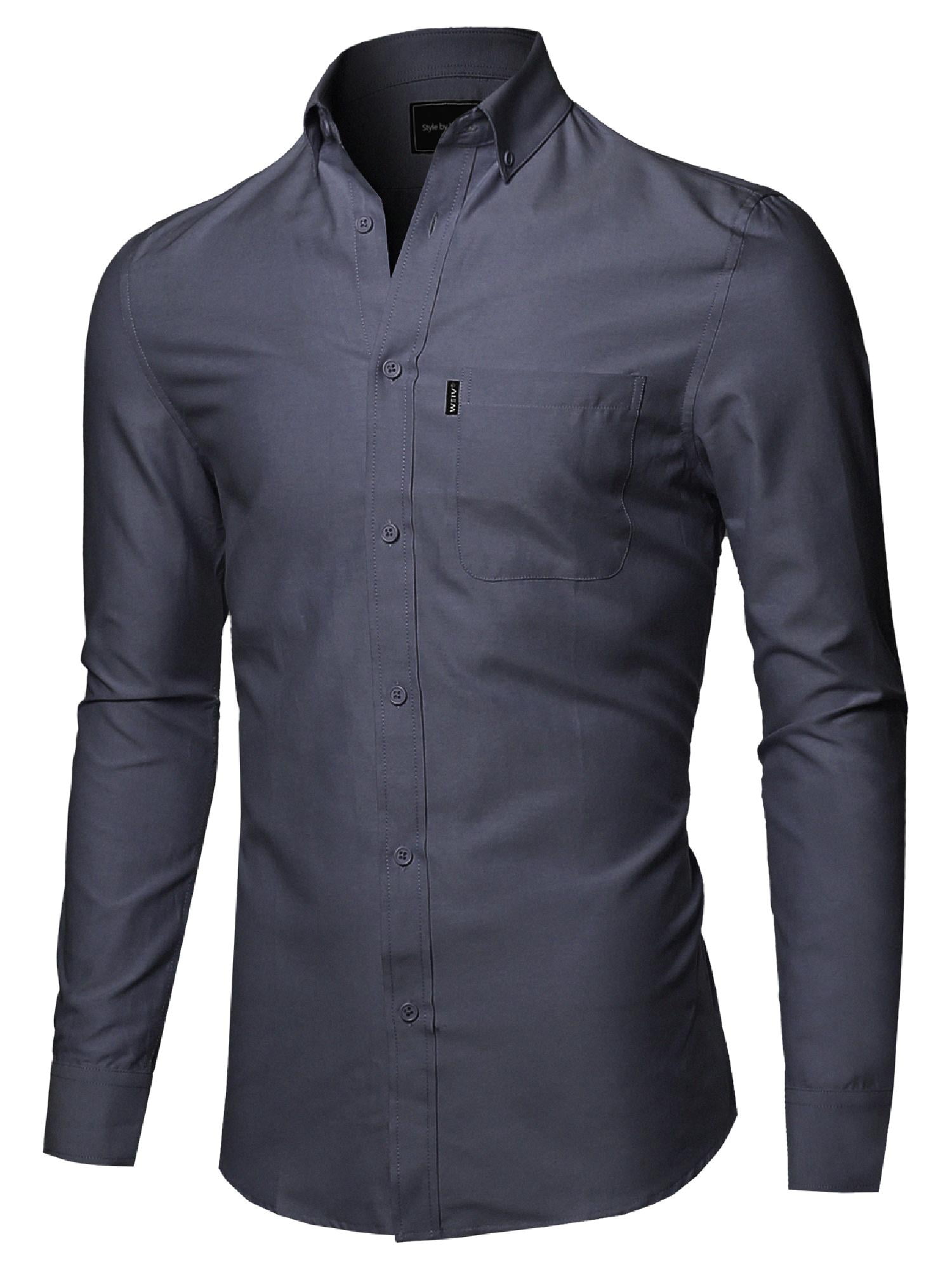 FashionOutfit Men's Basic Button Down Collar Chambray Long Sleeve Shirt - Walmart.com