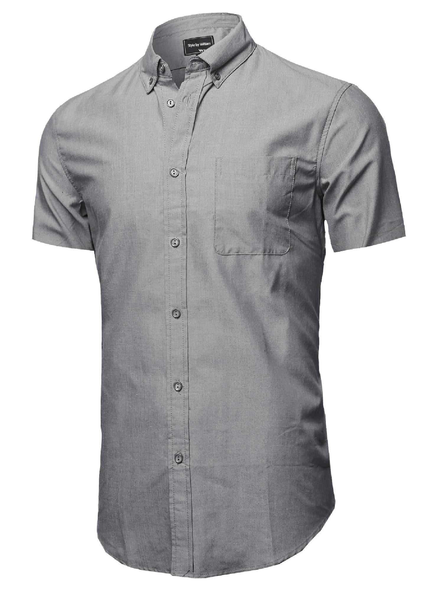 FashionOutfit Men's Basic Button Down Collar Chambray Short Sleeve ...