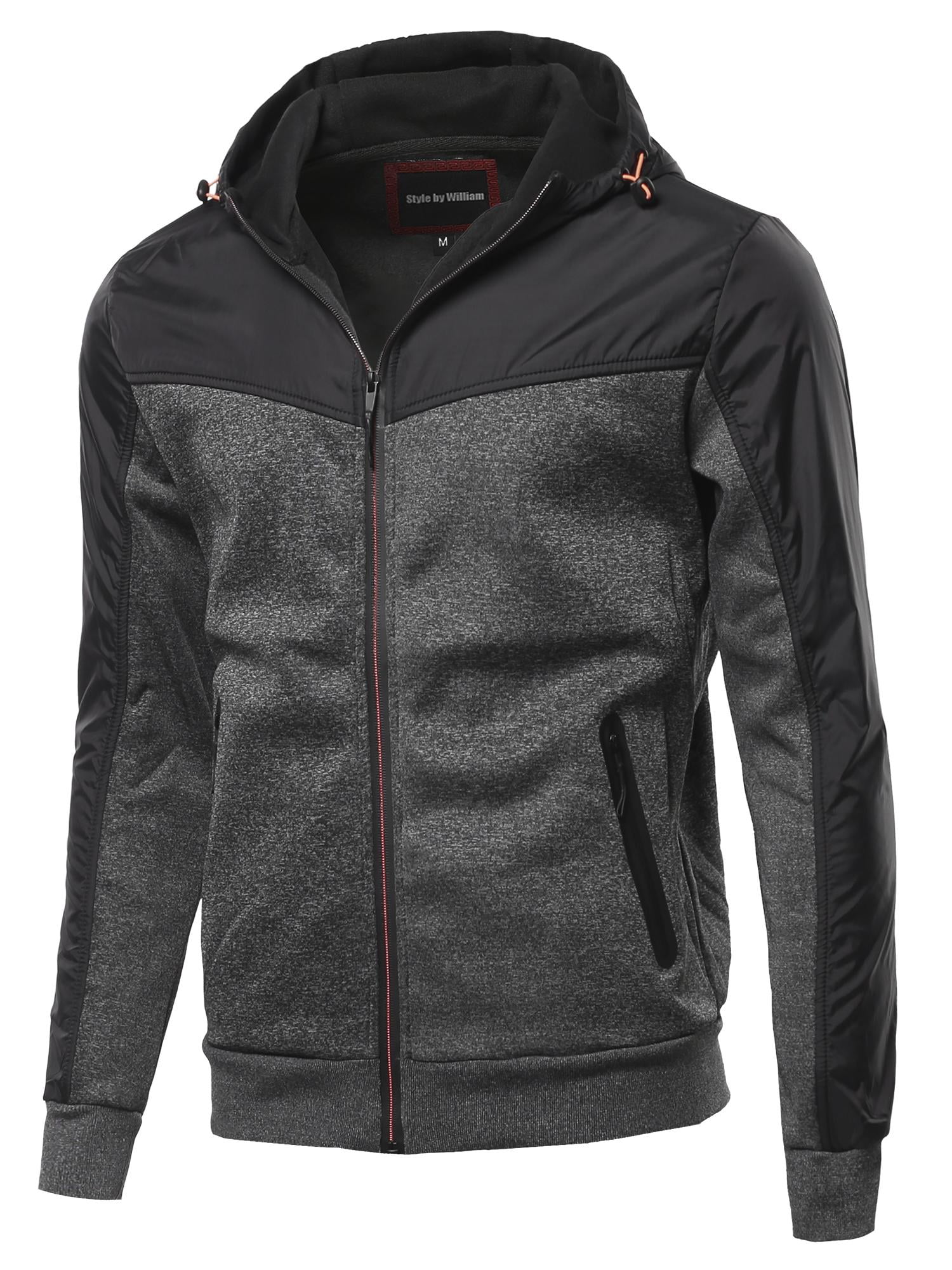 FashionOutfit Men's Reverse coil color zipper Fleece lining padded ...