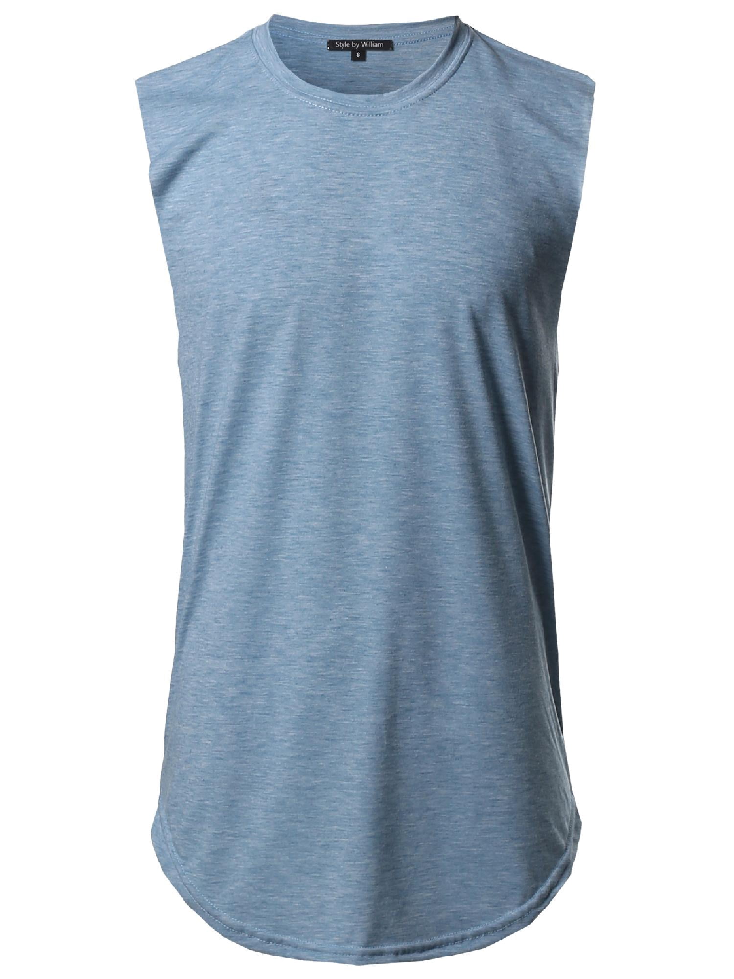 FashionOutfit Men's Solid Casual Raw Cut Edges High Low Tank Top MADE ...