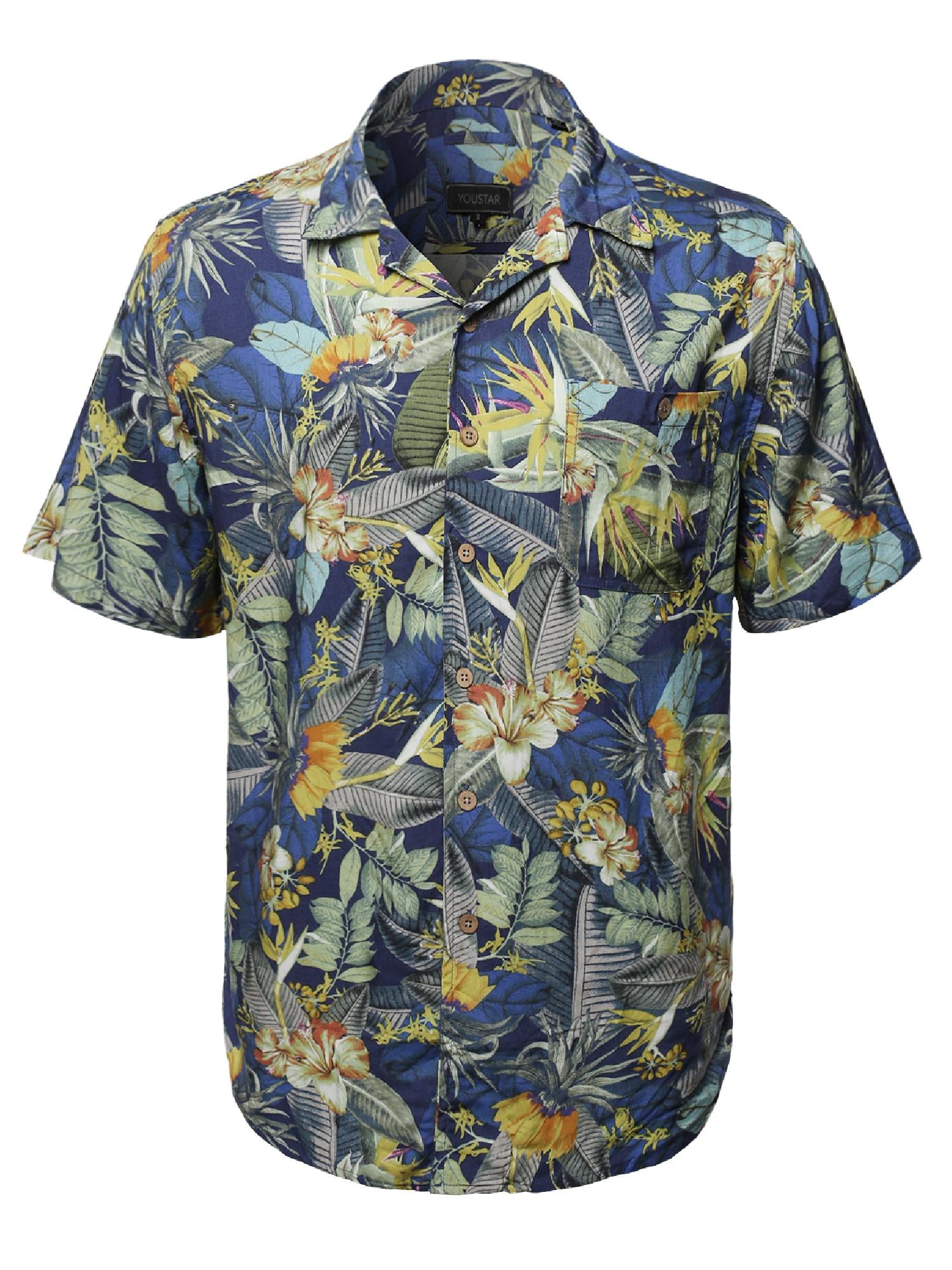 FashionOutfit Men's Tropical Hawaiian Print Button Down Short Sleeves ...