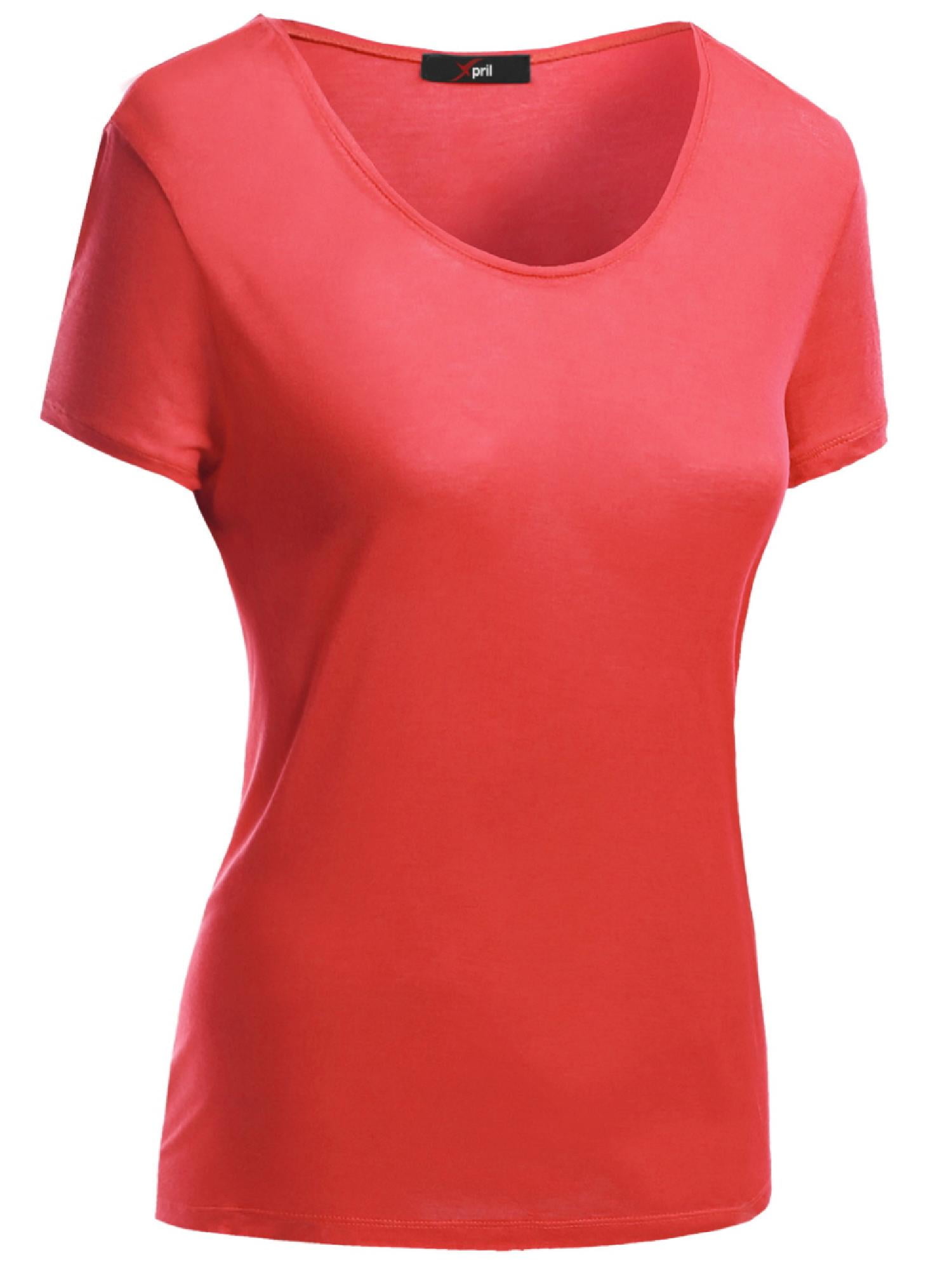 FashionOutfit Women's Basic Short Sleeve Scoop Neck Dip Hem T-Shirts ...