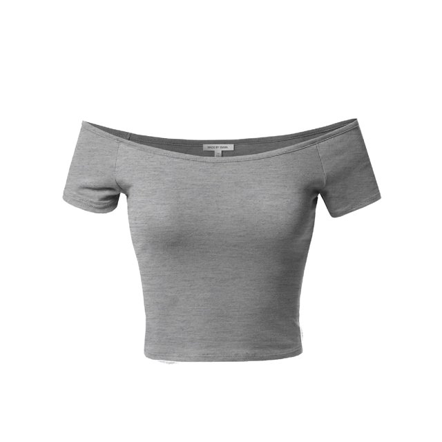 FashionOutfit Women's Basic Solid Short Sleeve Off Shoulder Crop Tank Top - Walmart.com