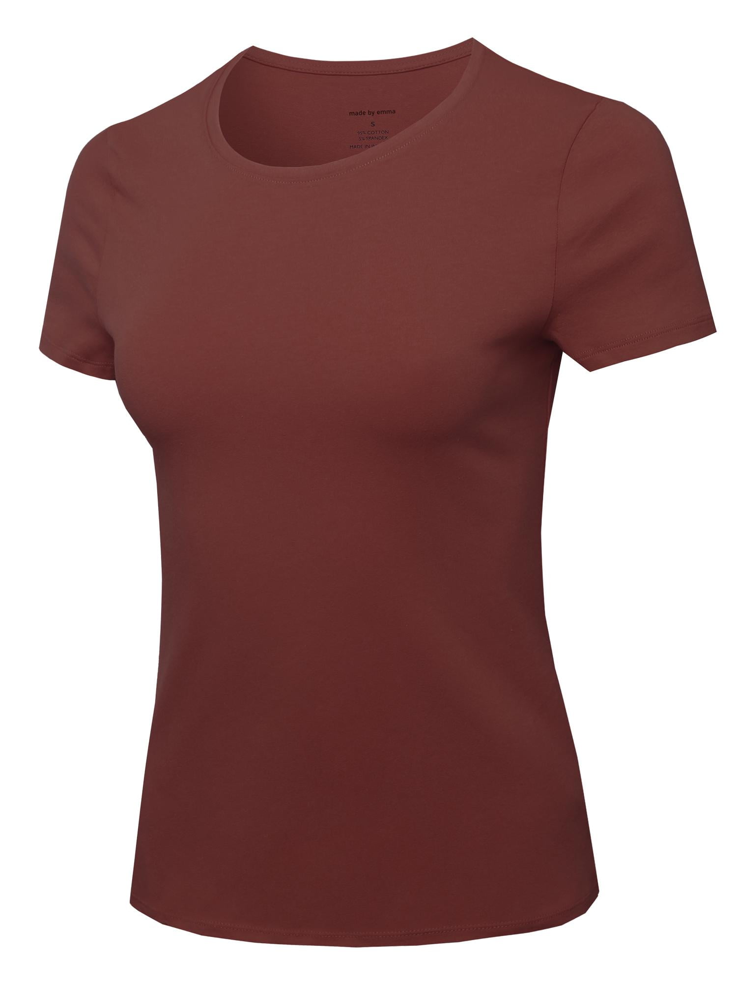 FashionOutfit Women's Essential Daily Cotton Basic Slim-Fit Short ...